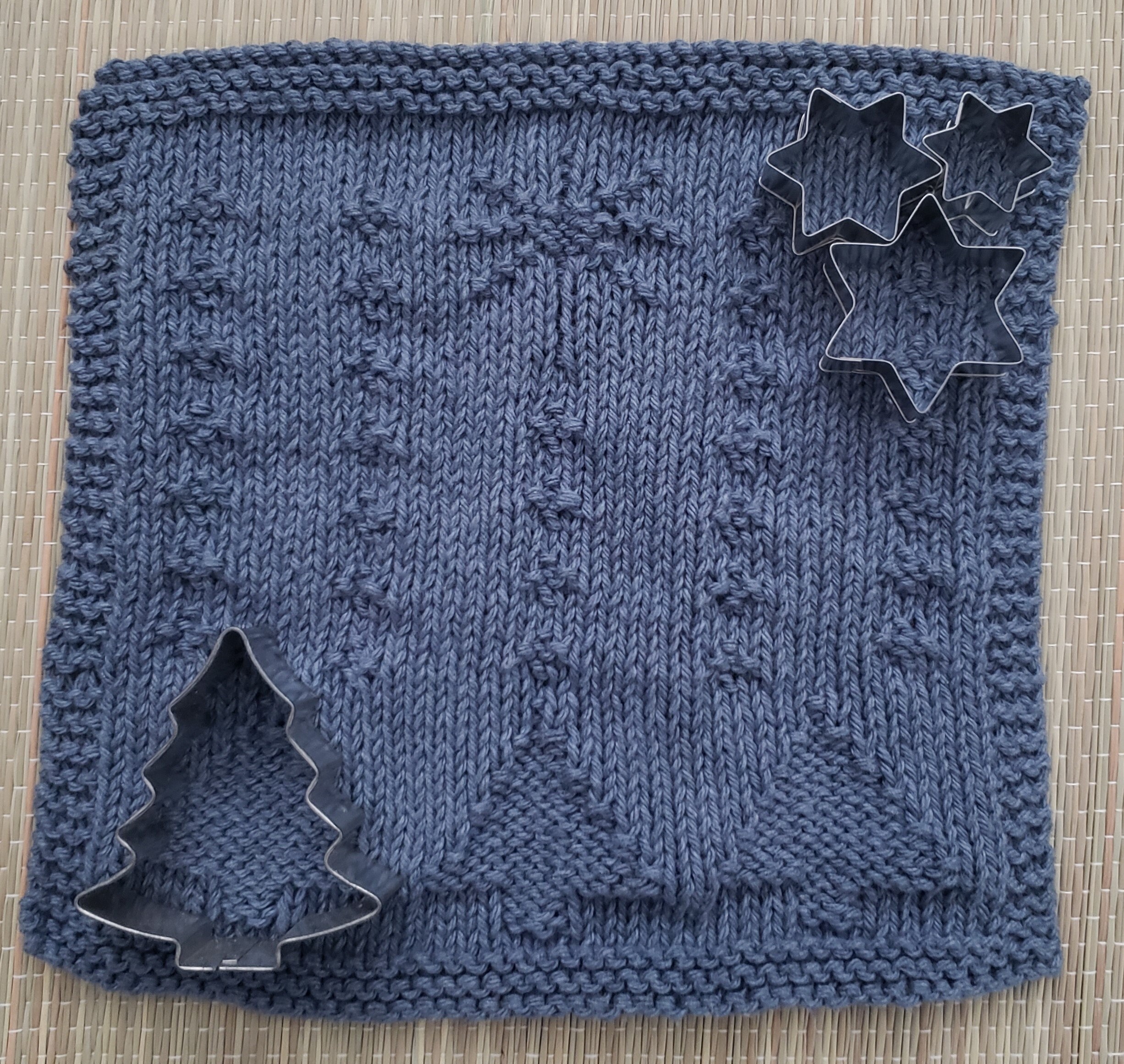 PDF Knitting Pattern Easy Knit Starry Christmas Trees; Versatile Square ...