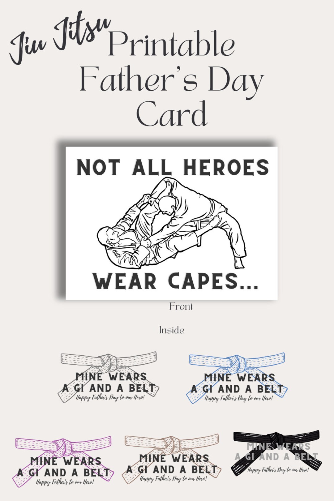 Jiu Jitsu Printable Father's Day Card, Printable Card, Blue Belt Card ...