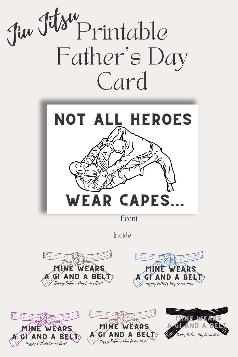 Jiu Jitsu Printable Father's Day Card, Printable Card, Blue Belt Card ...