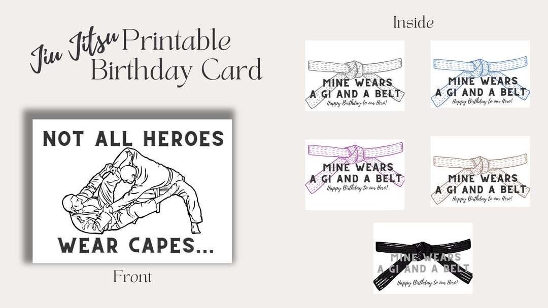 Jiu Jitsu Printable Birthday Card, Printable Card, Blue Belt Card ...