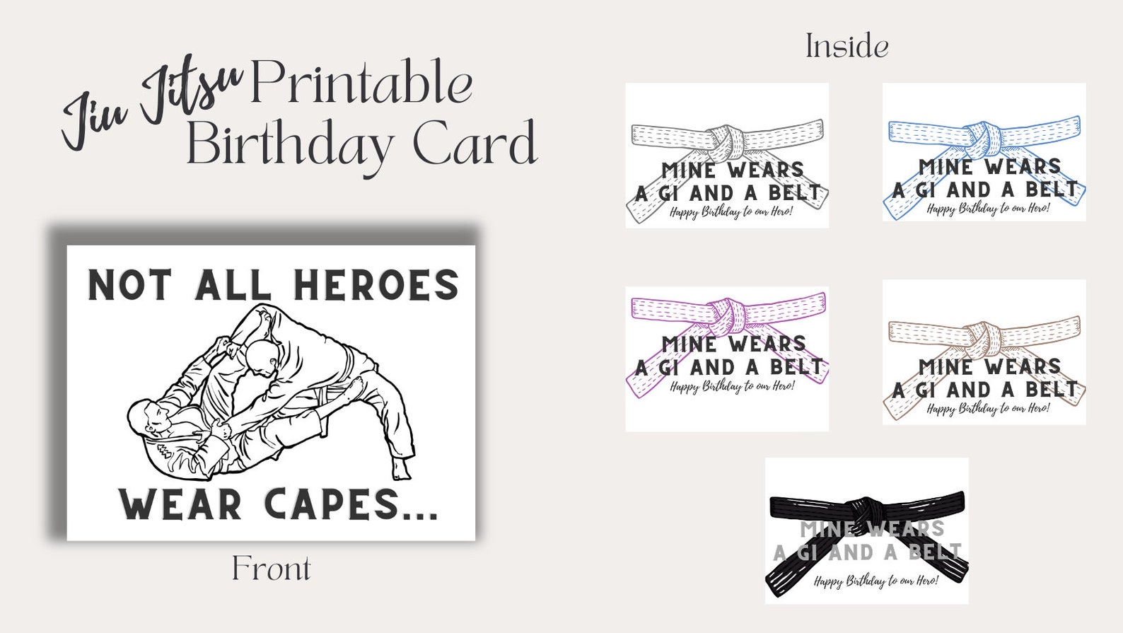 Jiu Jitsu Printable Birthday Card, Printable Card, Blue Belt Card ...