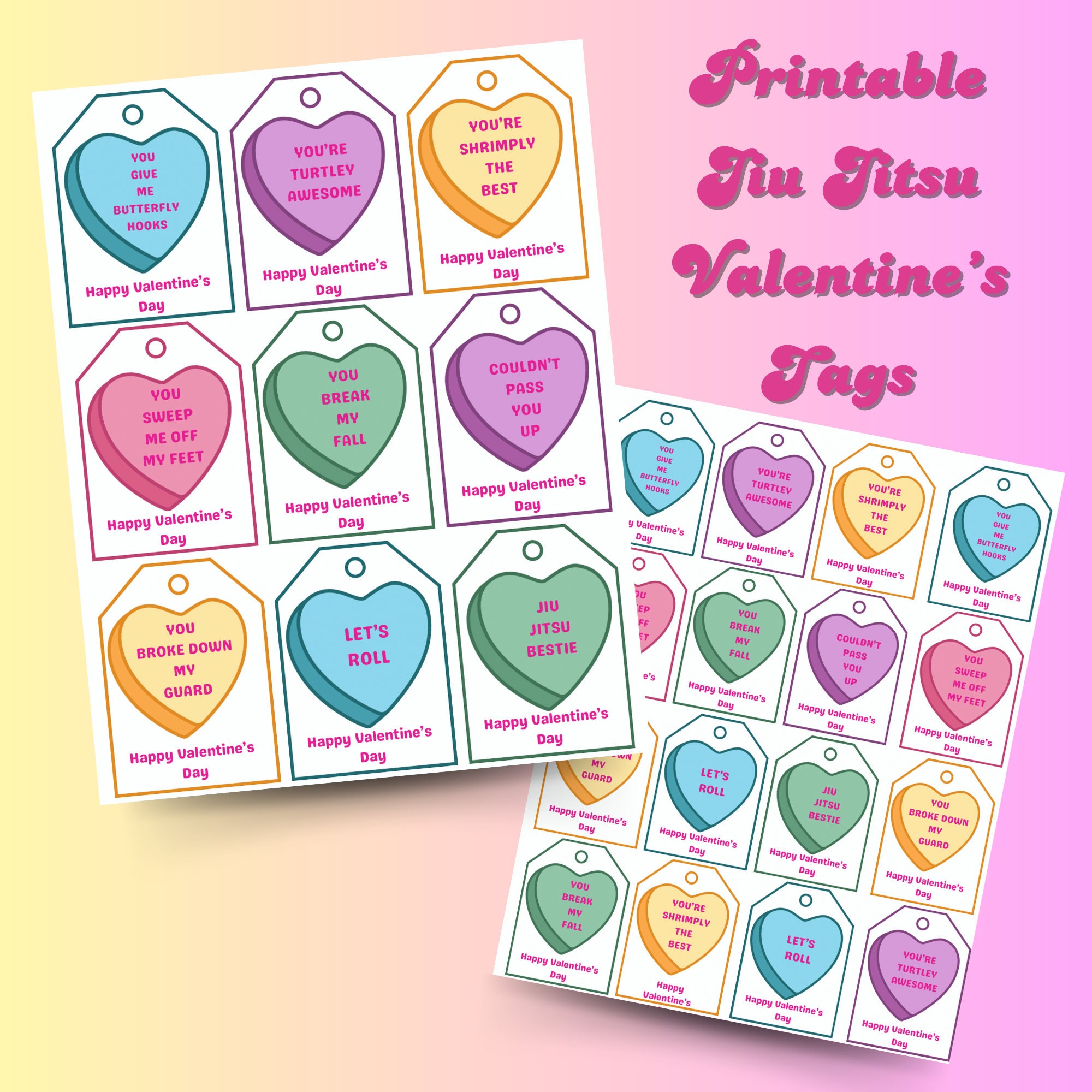 Printable Valentine's Tags, Jiu Jitsu Valentine, Kids Valentine's ...