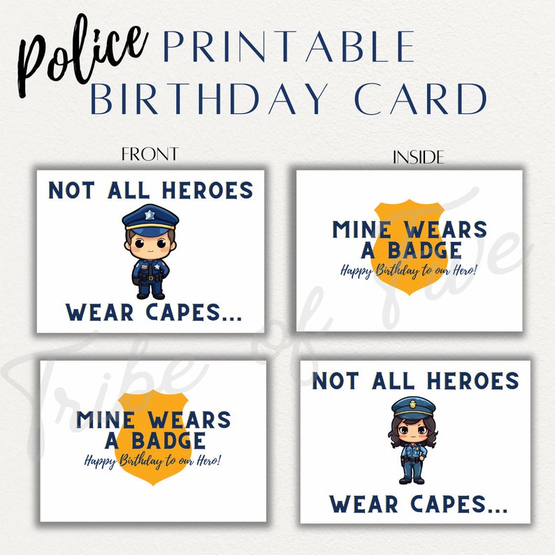 Printable Birthday Card for Law Enforcement, Police Dad, Police Mom ...