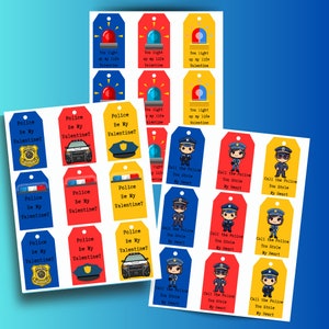 Police Valentine Tag, Printable Valentine Tag, Police Valentine, Kid's ...