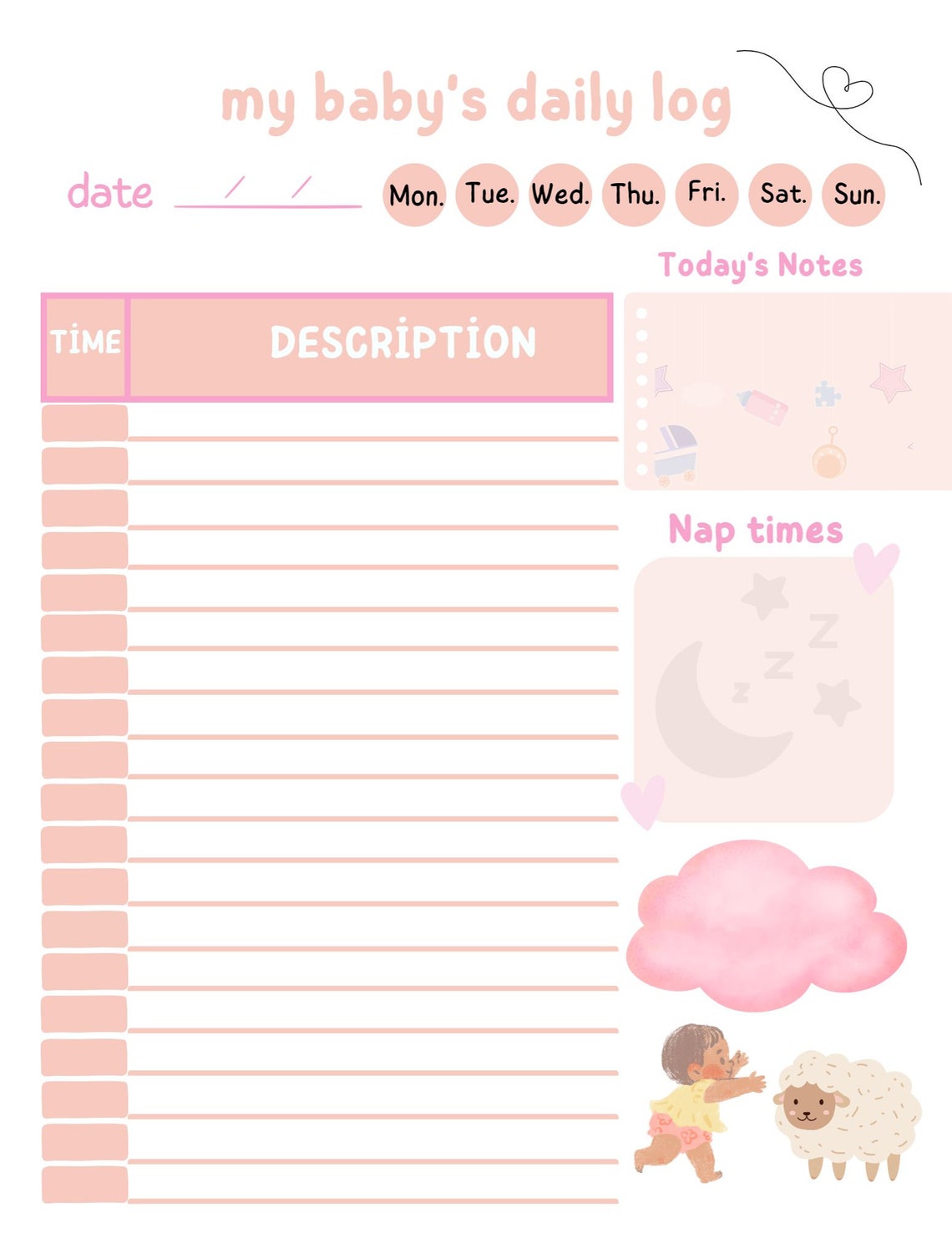 Printable Baby Daily Log Newborn Daily Schedule Baby Daily - Etsy