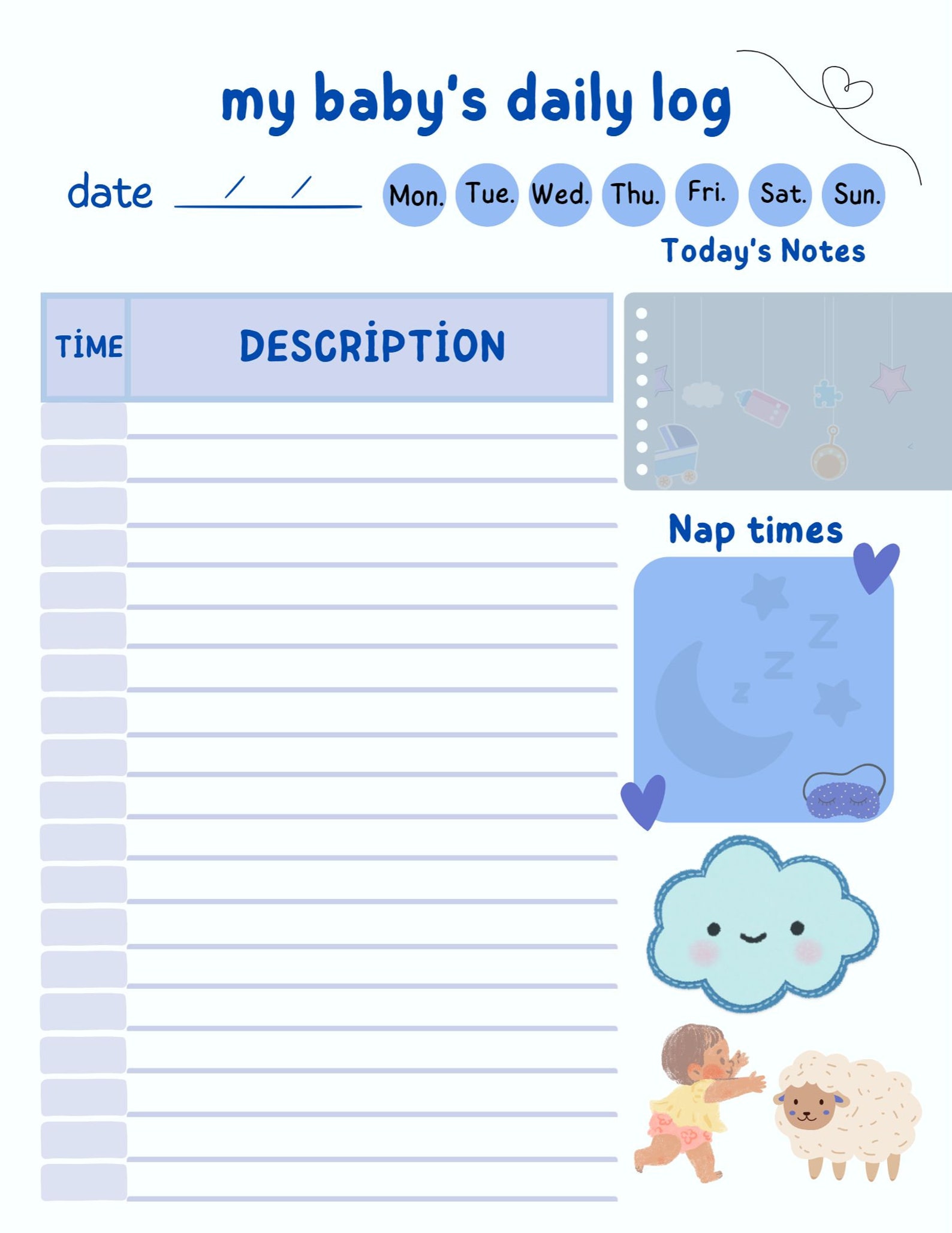 Printable Baby Daily Log Newborn Daily Schedule Baby Daily - Etsy