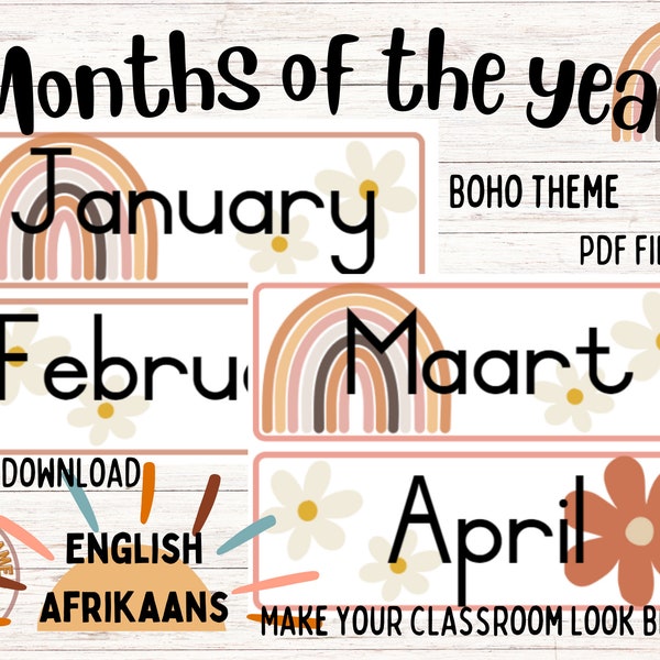 Months of Year Flash Cards - Etsy