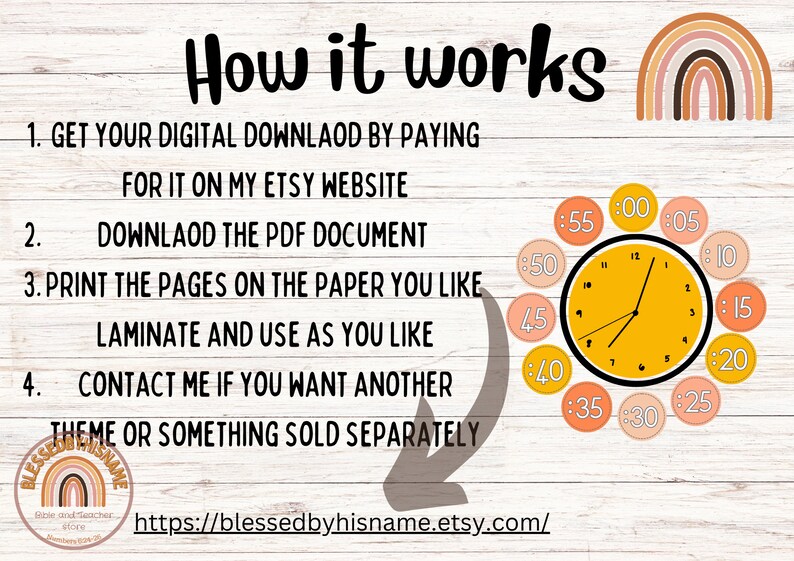 Clock Numbers / Clock Labels / Spotty Retro Theme / Retro Rainbow ...