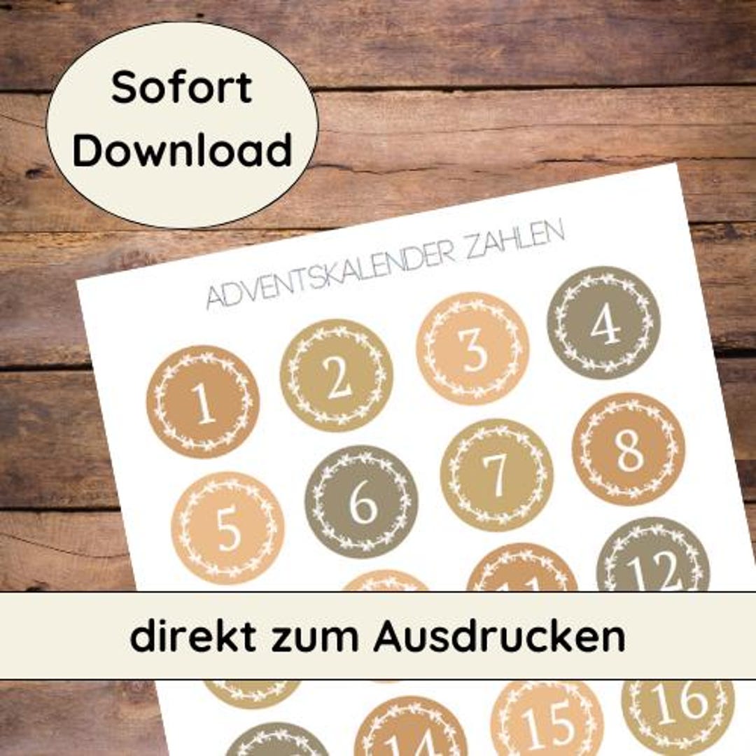 Advent Calendar Numbers, to Print, Last Minute, Pastel Colors - Etsy