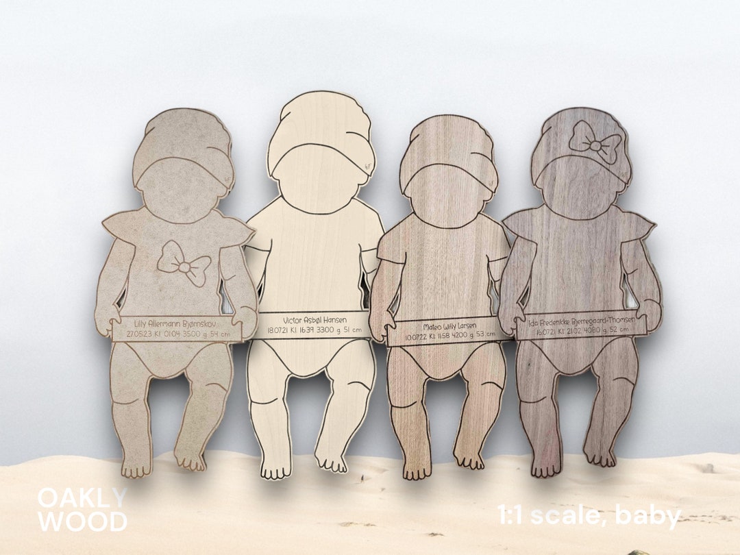 Laser Cut File | 1:1 Baby Birth Announcement | 3 Baby Plaques | Digital ...