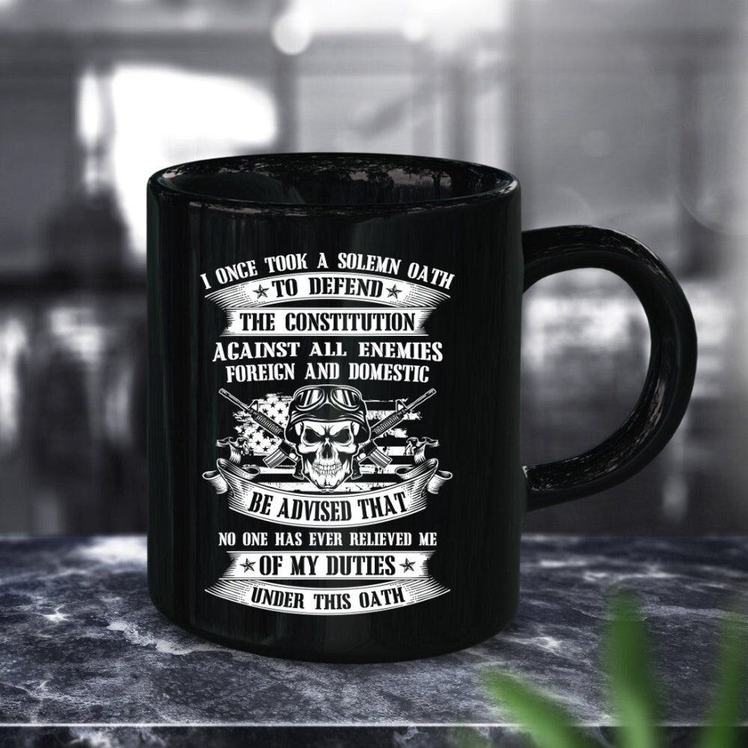 Patriotic Defender's Oath Skull Ceramic Mug - 11oz | Military Helmet ...