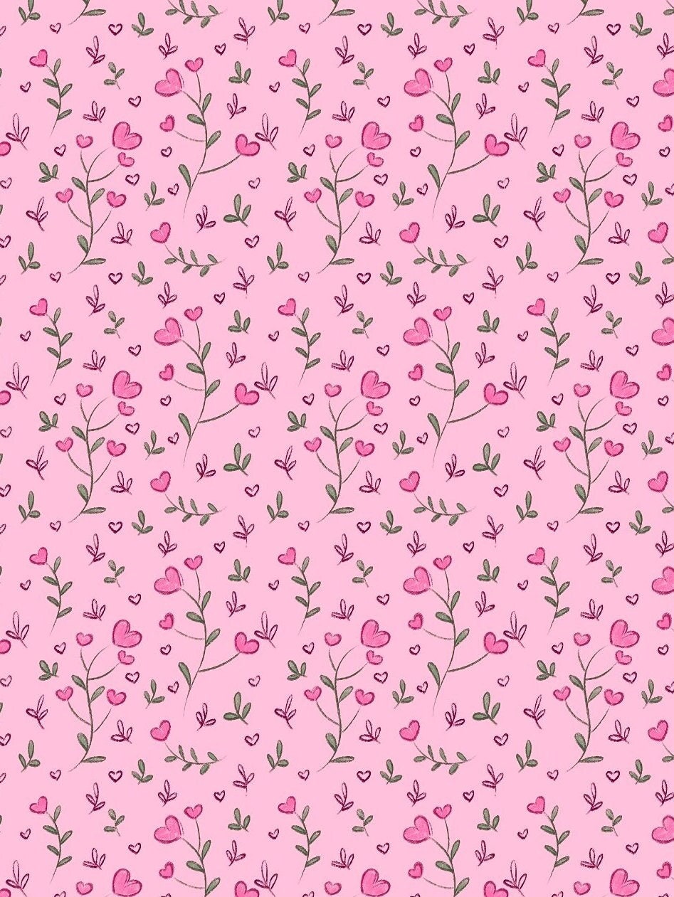 Ditsy Heart Floral Printed DBP Knit Stretch Fabric L Double Brushed ...