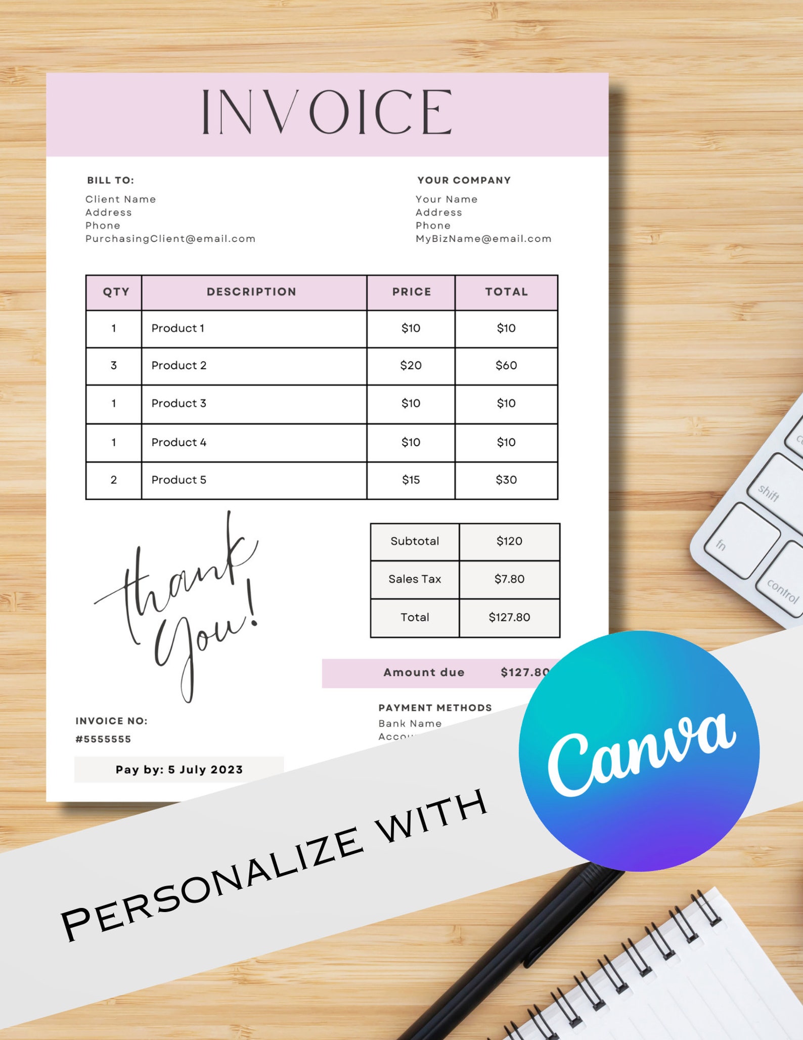 Invoice Template Download | Modern Client Invoice | Editable Template ...