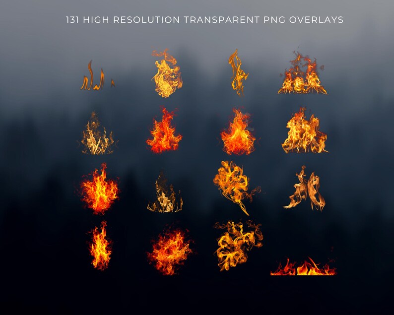 Fire & Flame Photo Overlays: 130+ PNG Clipart Effects (digital Download ...