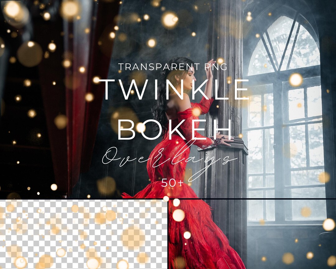 Gold Bokeh Overlays: 54 Sparkling PNG Photo Effects (instant Download ...