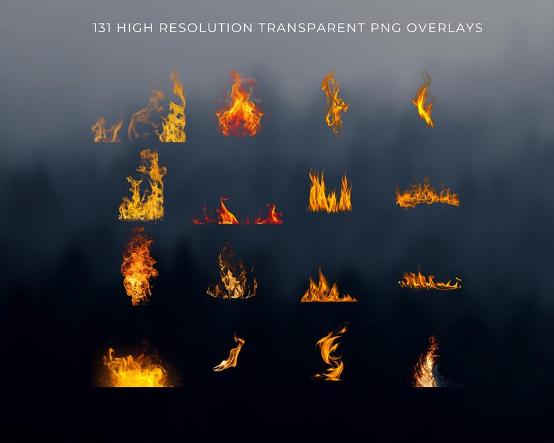 Fire & Flame Photo Overlays: 130+ PNG Clipart Effects (digital Download ...