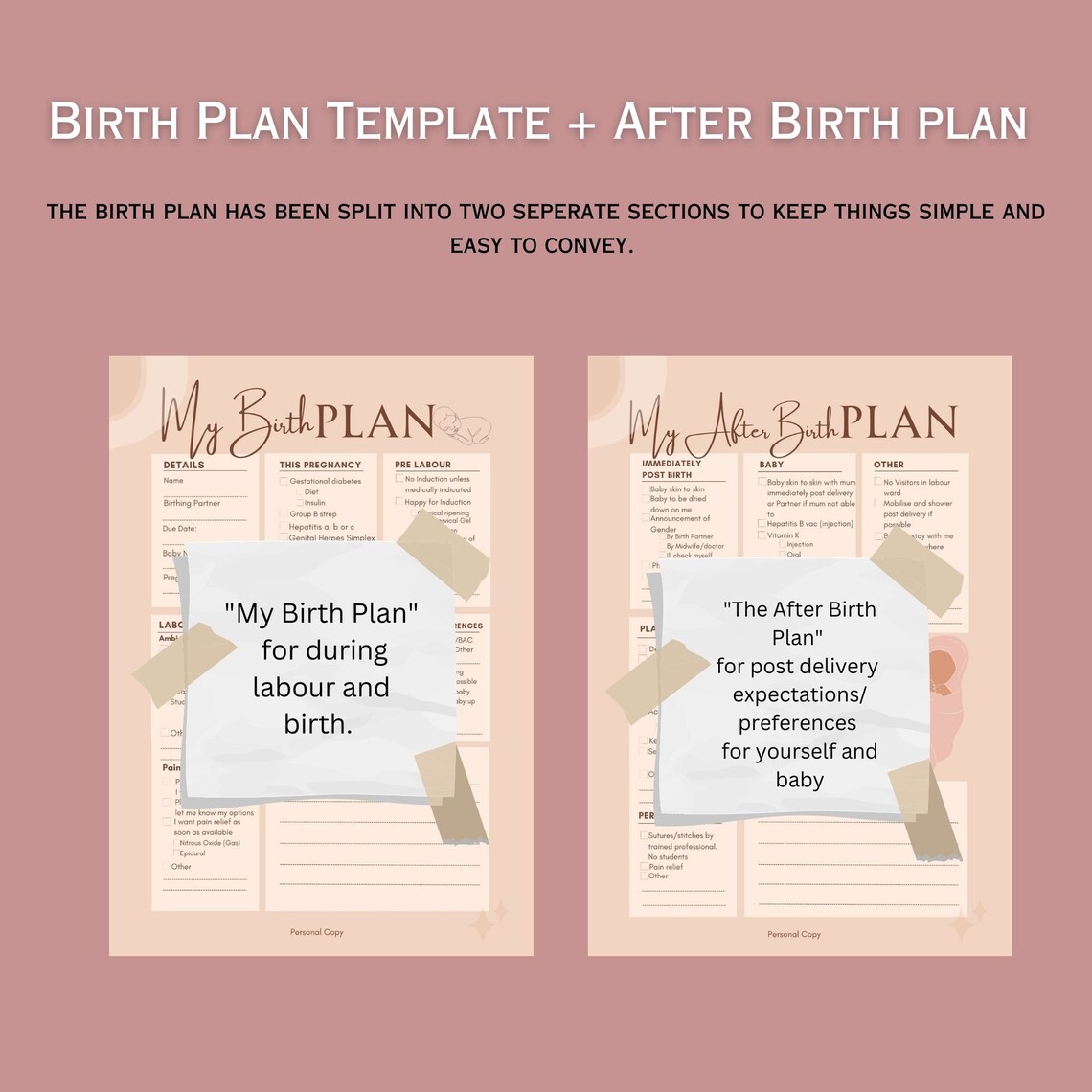 Birth Plan Template Printable Birth Plan Labour & Delivery Preferences ...
