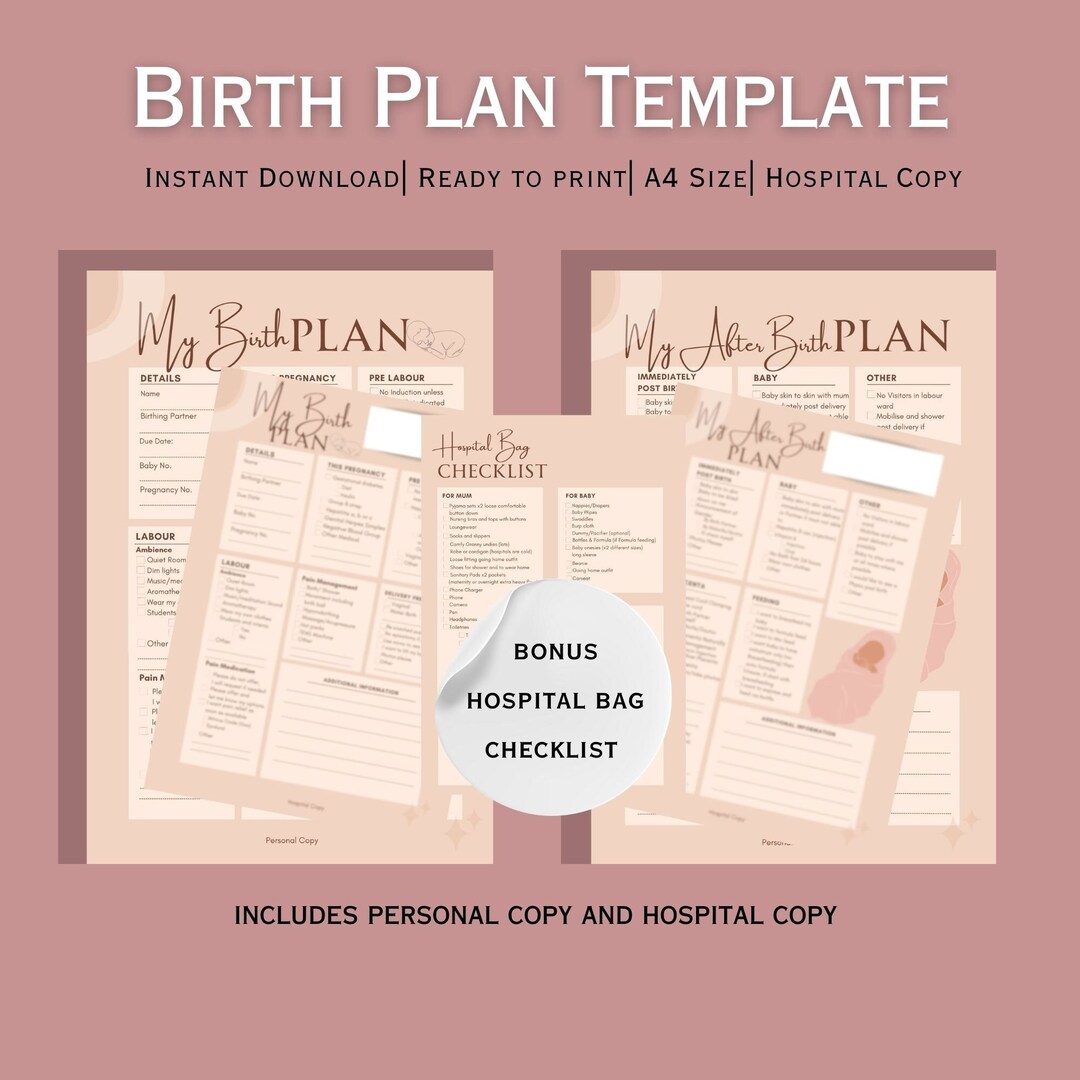 Birth Plan Template Printable Birth Plan Labour & Delivery Preferences ...