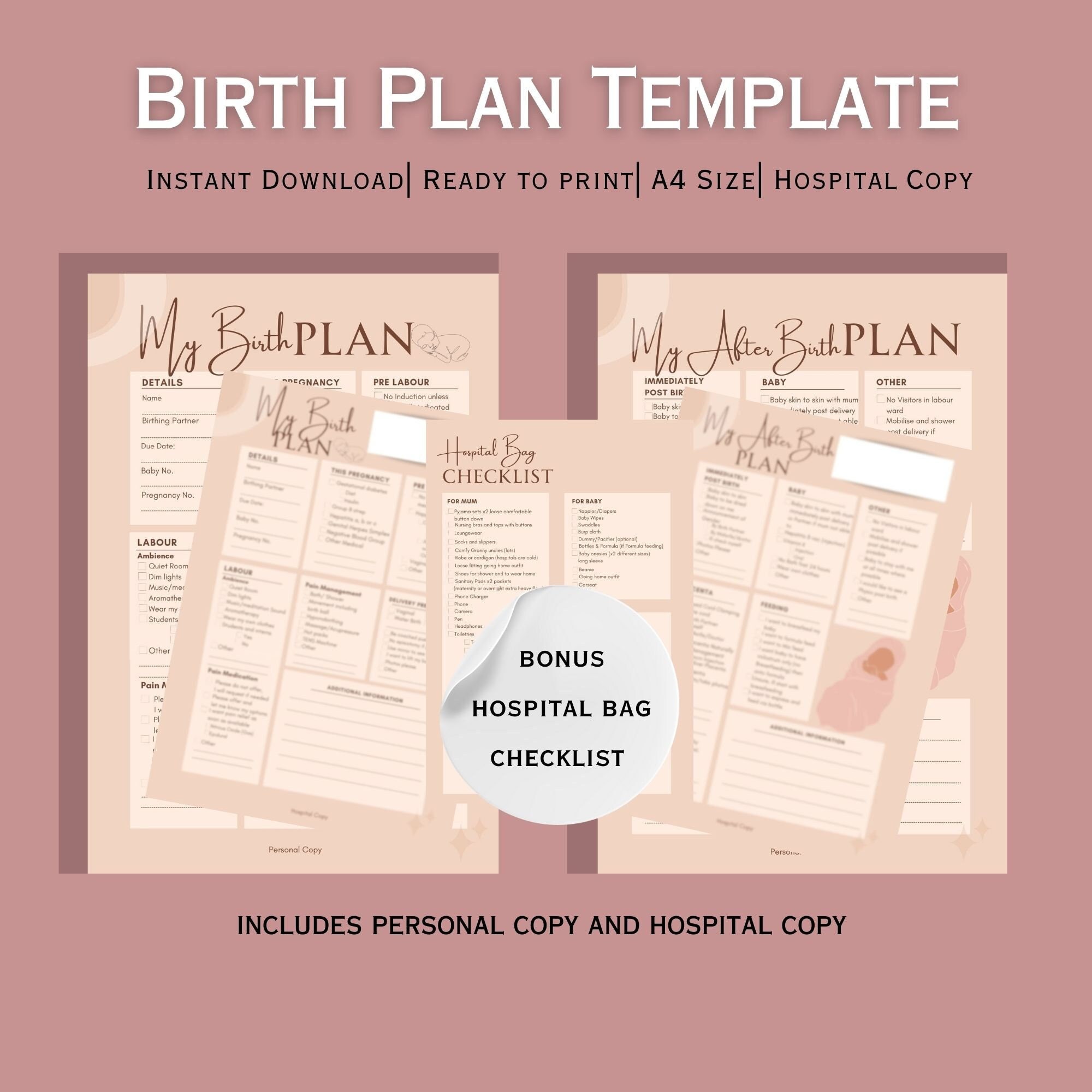 Birth Plan Template Printable Birth Plan Labour & Delivery Preferences ...