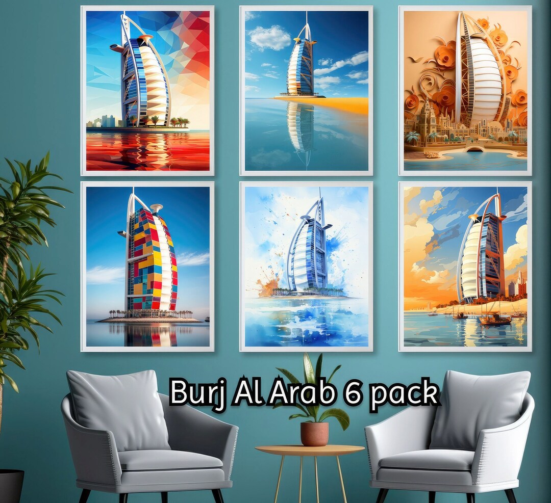 Burj Al Arab 6 Pack Painting UAE Wall Decor Dubai Wall Art Burj Al Arab ...