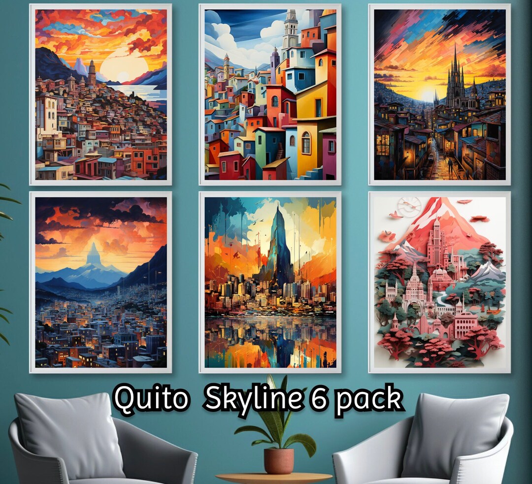 Quito Skyline 6 Pack Painting Ecuador Wall Decor City Wall Art Quito ...