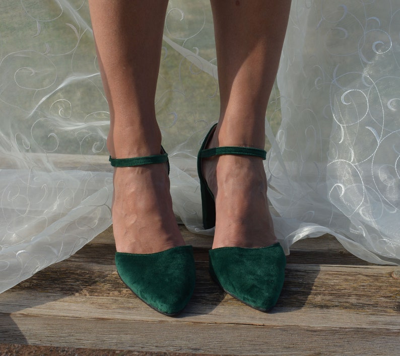 Green Velvet Pumps Green Velvet Shoes Green Velvet Bridal - Etsy