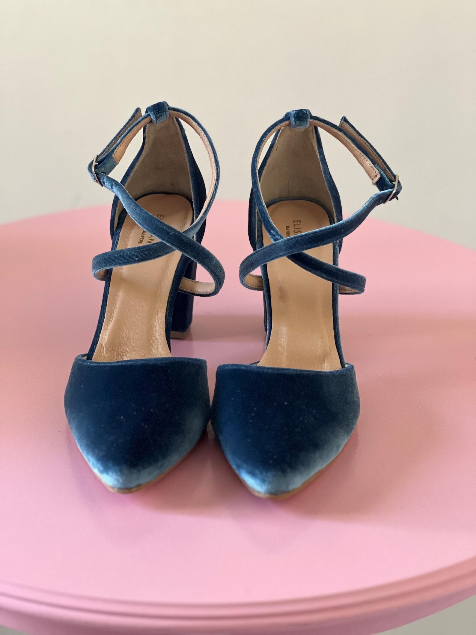 Blue Velvet Wedding Heels: Handmade Leather Block Heel Shoes - Etsy