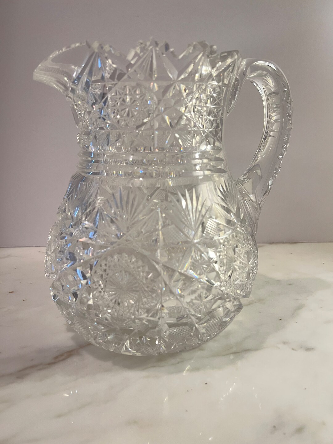 Antique Vintage 1900’s American Brilliant Cut Glass Pitcher - Etsy