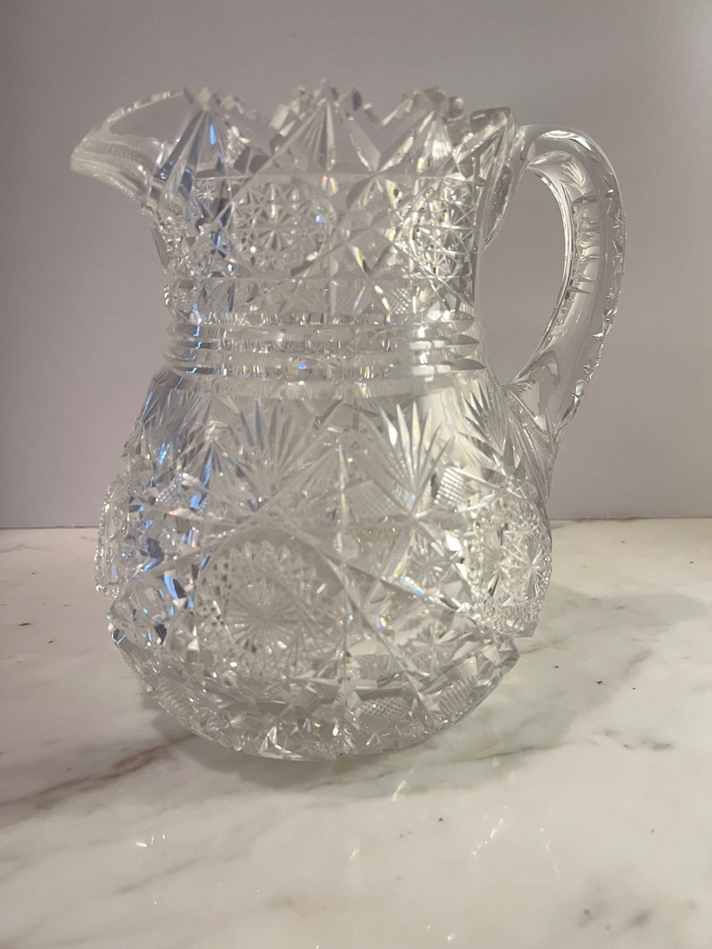 Antique Vintage 1900’s American Brilliant Cut Glass Pitcher - Etsy