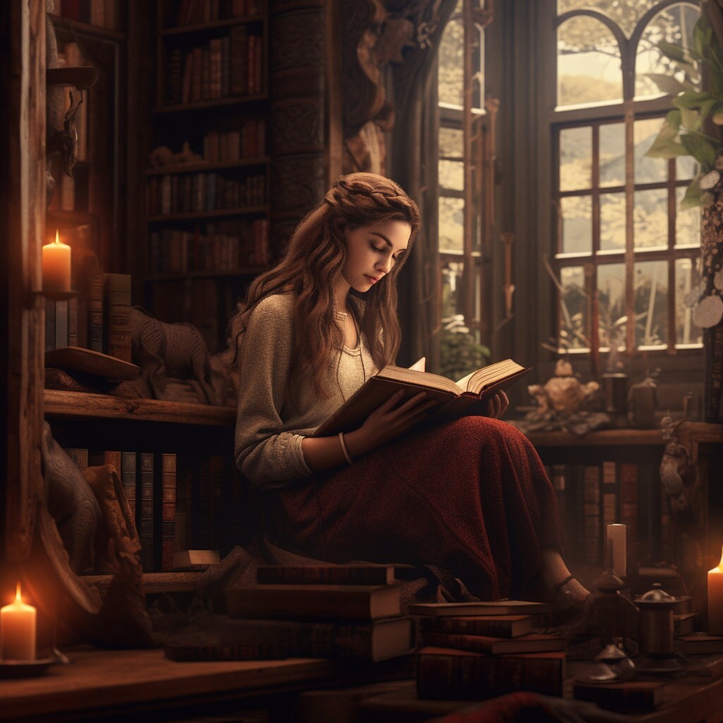 Cozy Library Reading Time Digital Art Download - Etsy