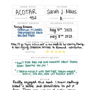 Printable Blank Book Review Template for Notability & Goodnotes - PDF ...