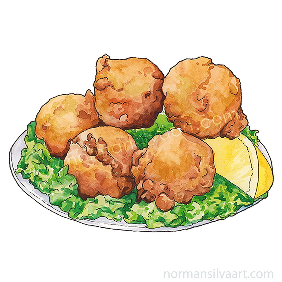 Conch Fritters Seafood Watercolor Painting Giclée Print - Etsy