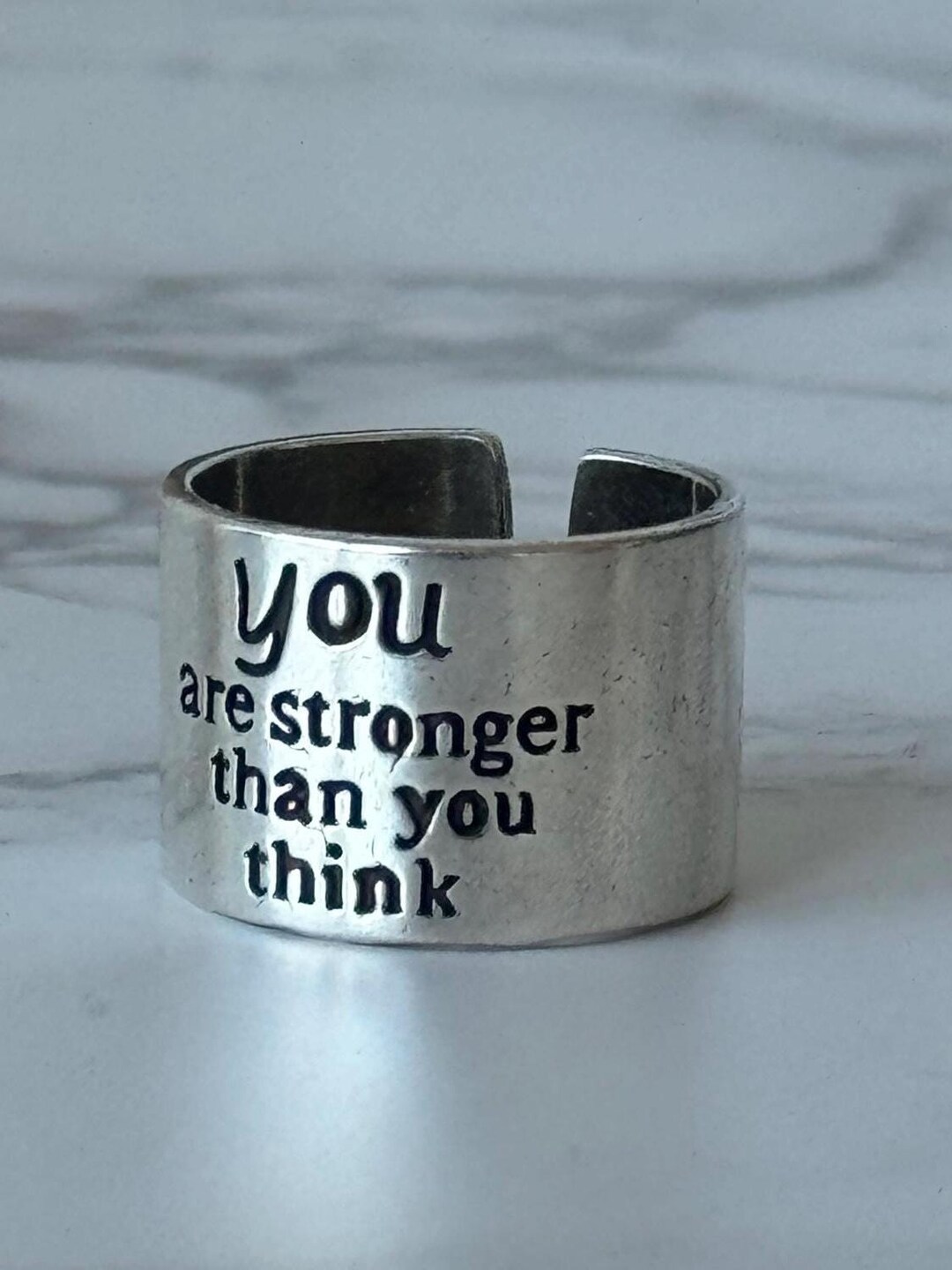 Motivational Adjustable Ring, You Are Stronger Than You Think, Wide ...