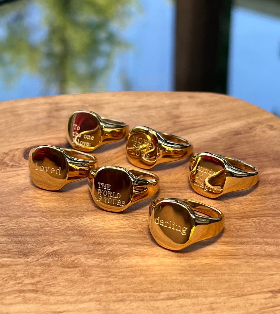 Gold Signet Ring, Minimalistic, Affirmation, More Self Love, Massive ...