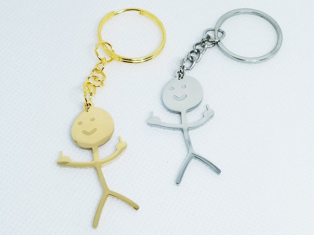 Funny Stickman Giving Middle Finger Keychain - Etsy