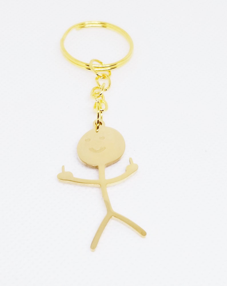 Funny Stickman Giving Middle Finger Keychain - Etsy