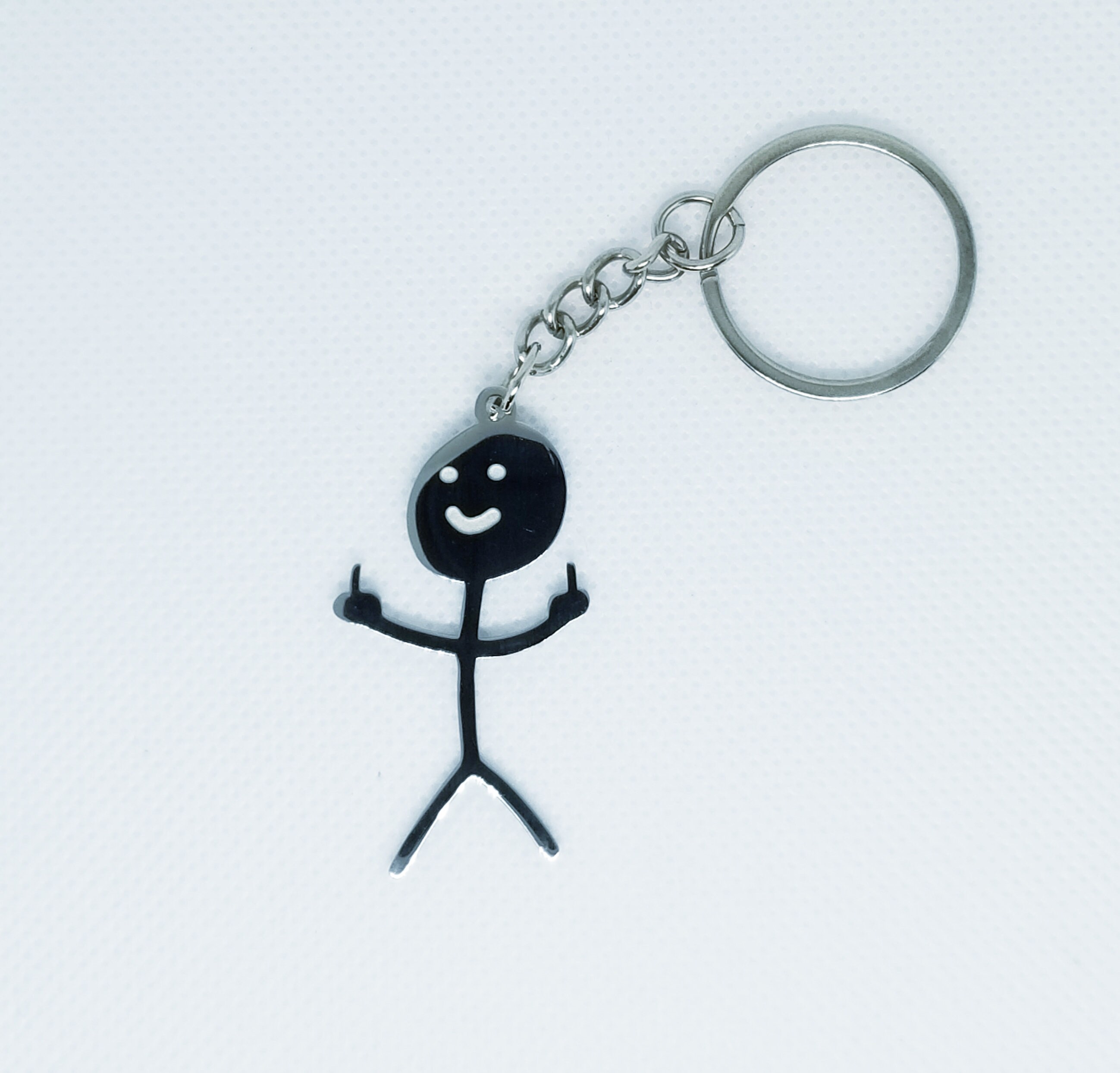 Funny Stickman Giving Middle Finger Keychain - Etsy