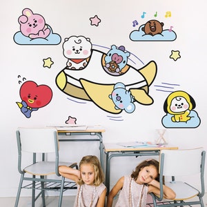 Cute BT21 Wall Decals BTS Characters Removable Peel & Stick Nursery ...