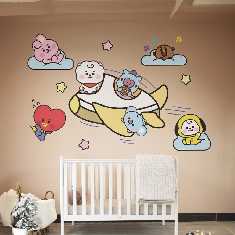 Cute BT21 Wall Decals BTS Characters Removable Peel & Stick Nursery ...
