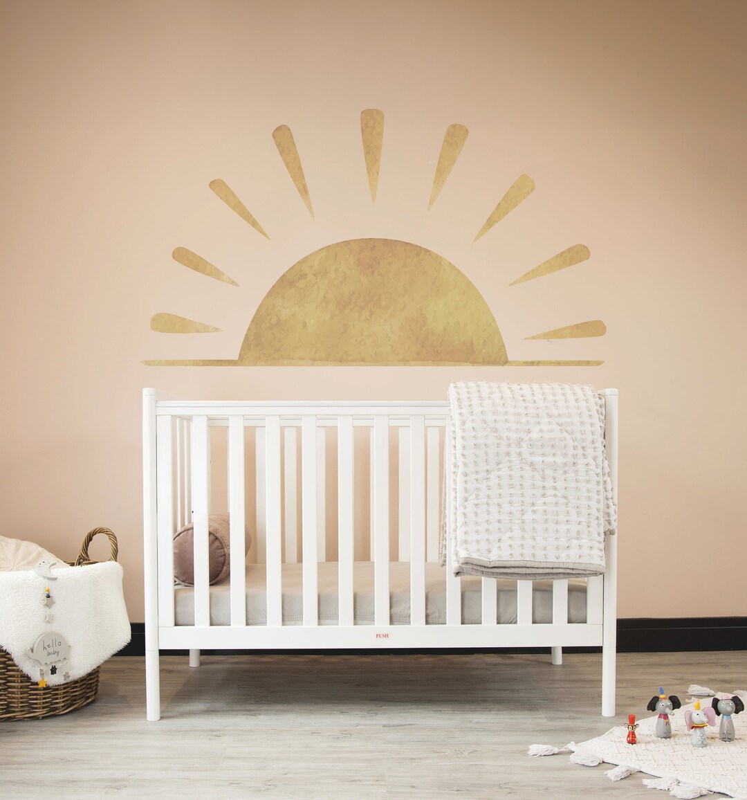 Big Yellow Rising Sun Wall Decal Removable Giant Sun Boho Style Wall ...