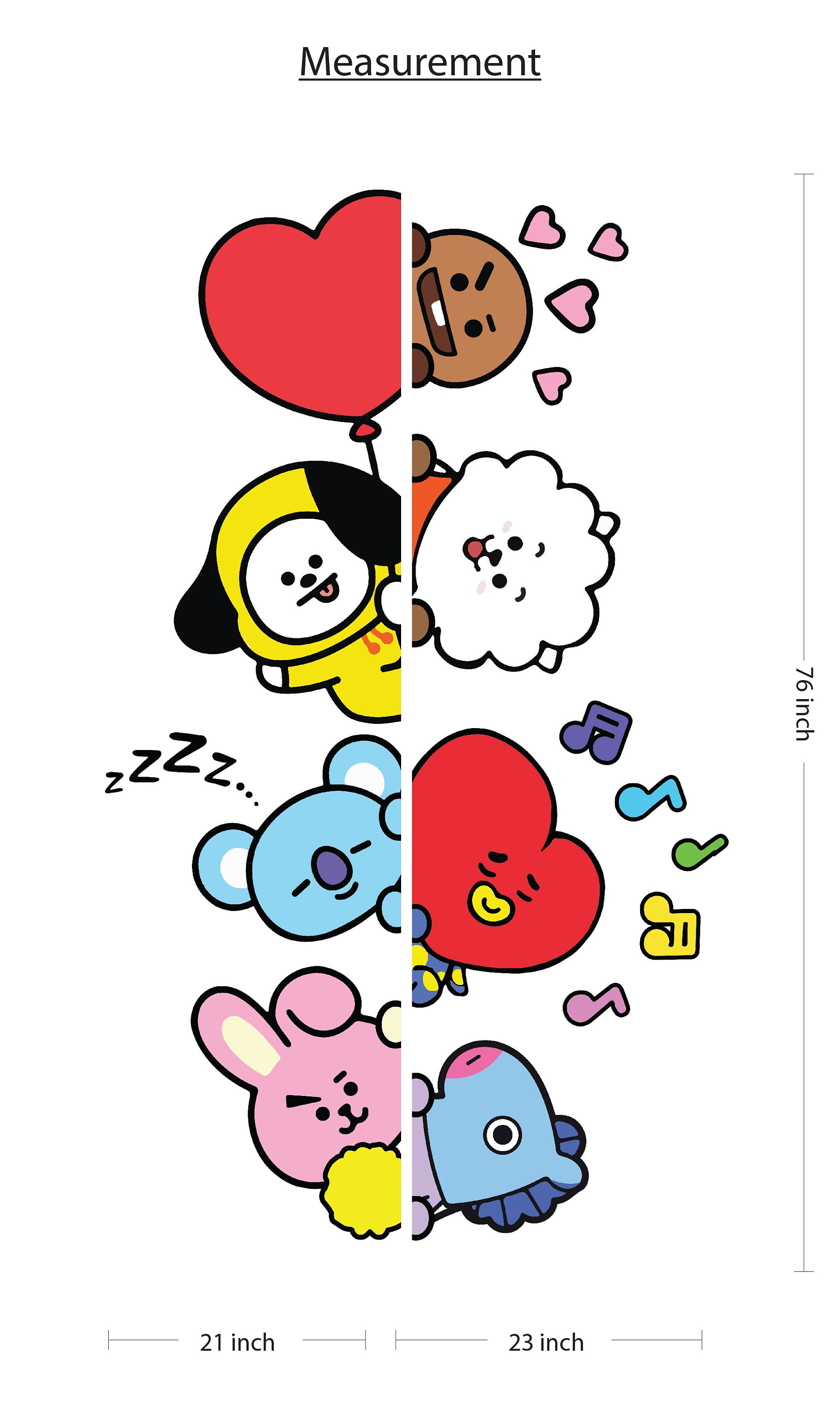 Peel and Stick BT21 Wall Art BTS Wall Decor BT21 Wall Decal for ARMY ...