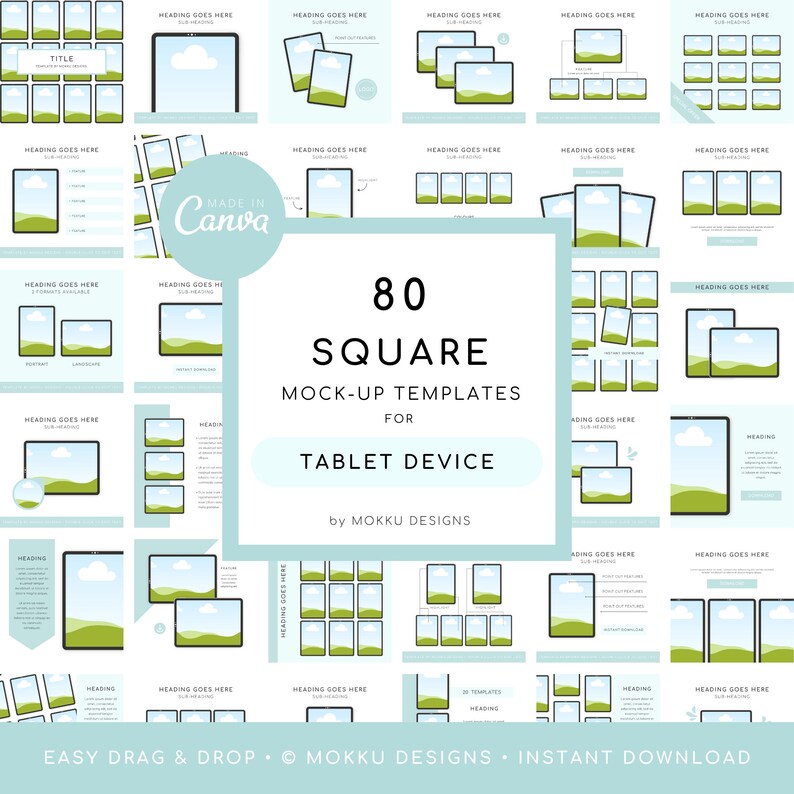 80 SQUARE Digital Device Canva Mockup iPad Tablet Mockups Editable Etsy ...