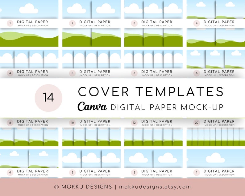 14 Digital Paper Mockup Canva Templates | Holds 1-20 Digital Papers ...