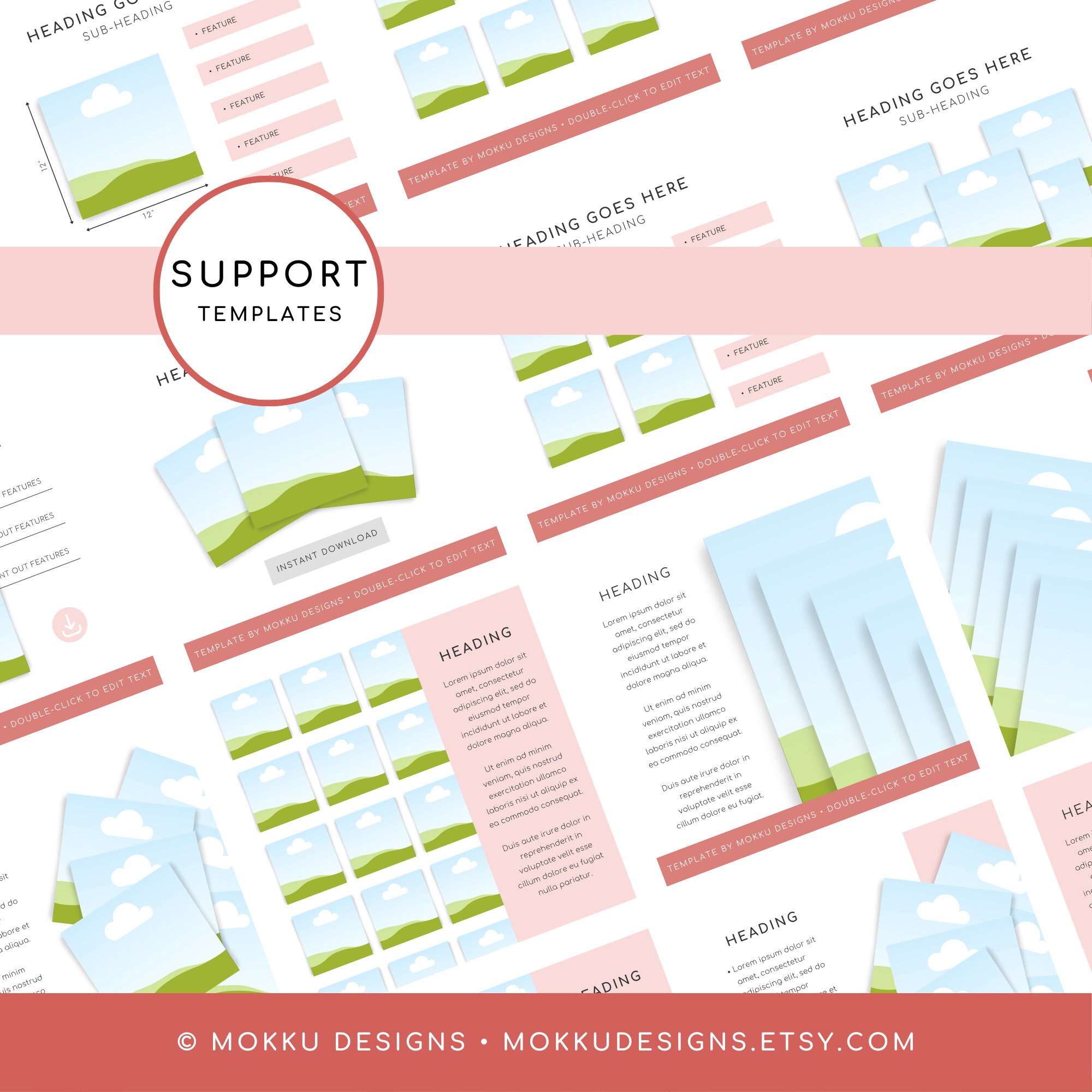 Seamless Digital Paper Mockup Square Listing Templates, 35 Digital ...