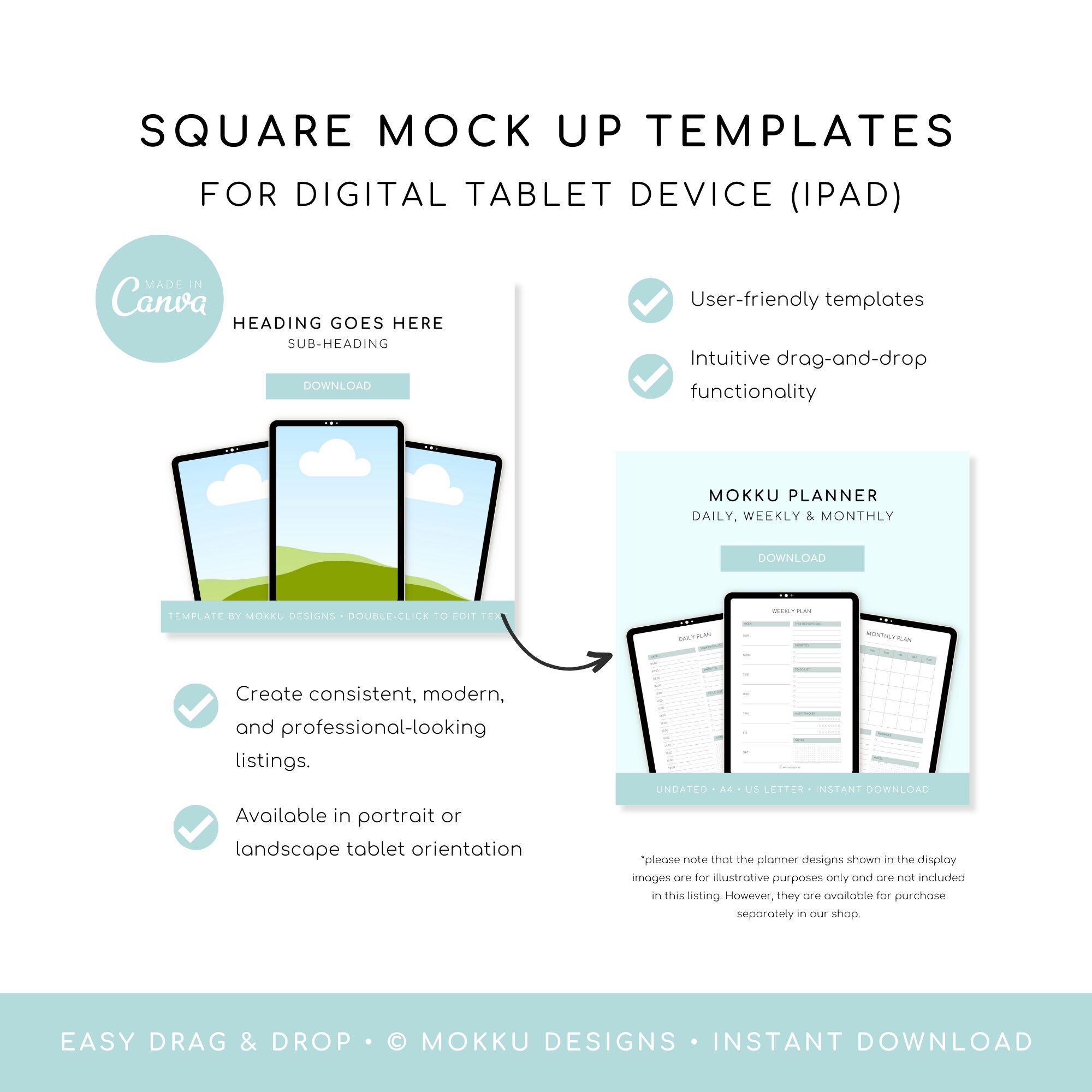 80 SQUARE Digital Device Canva Mockup iPad Tablet Mockups Editable Etsy ...