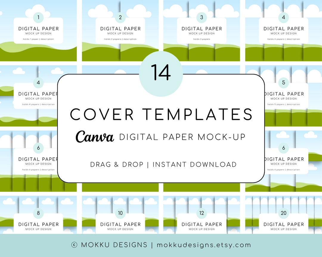 14 Digital Paper Mockup Bundle | Customisable Canva Templates Drag ...
