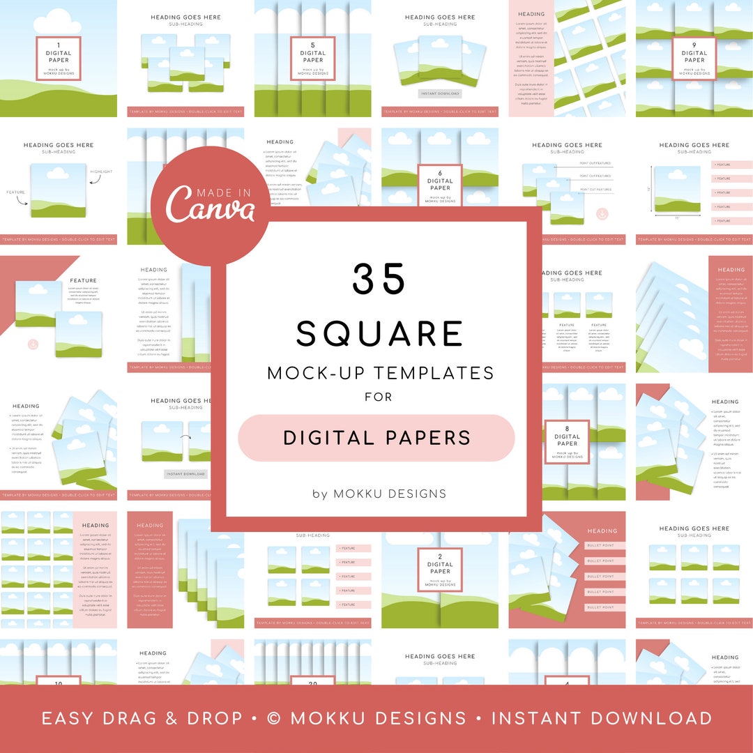 Seamless Digital Paper Mockup Square Listing Templates, 35 Digital ...