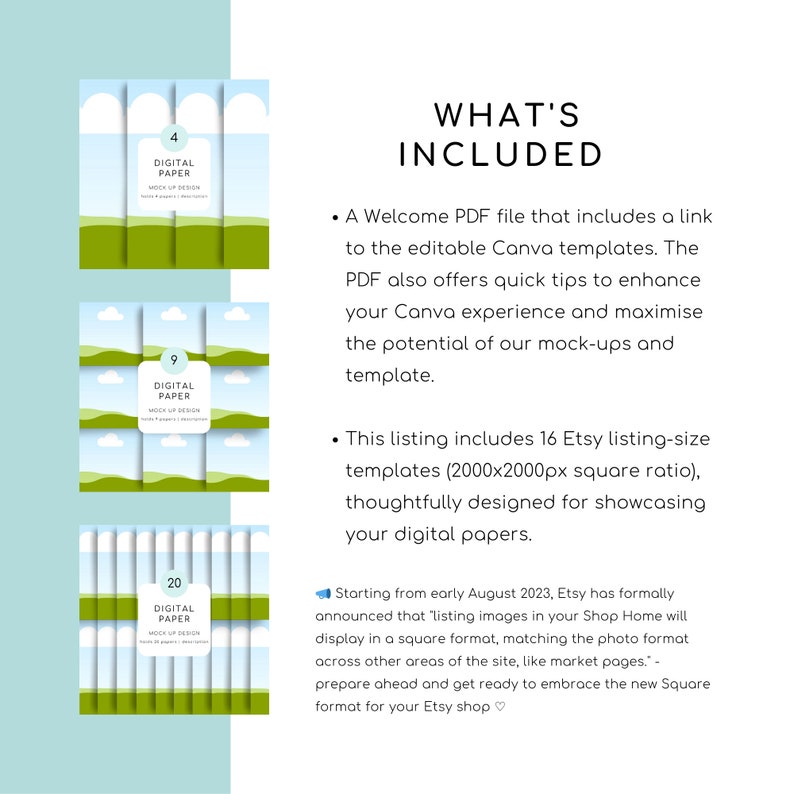 16 SQUARE Digital Paper Mockup Bundle | Editable Canva Templates Drag ...