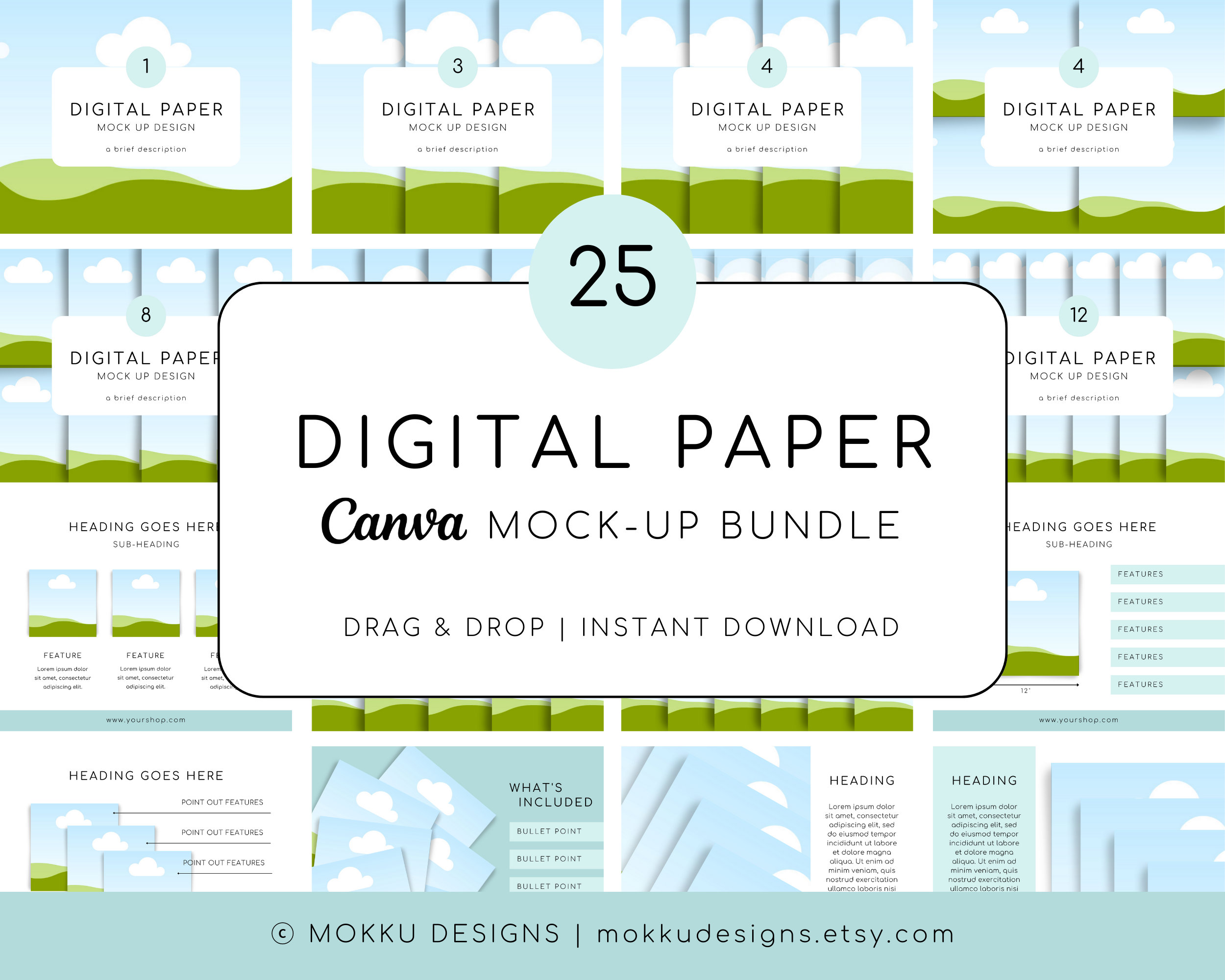 Minimalistic Digital Paper Mockups | 25 Editable Canva Templates ...