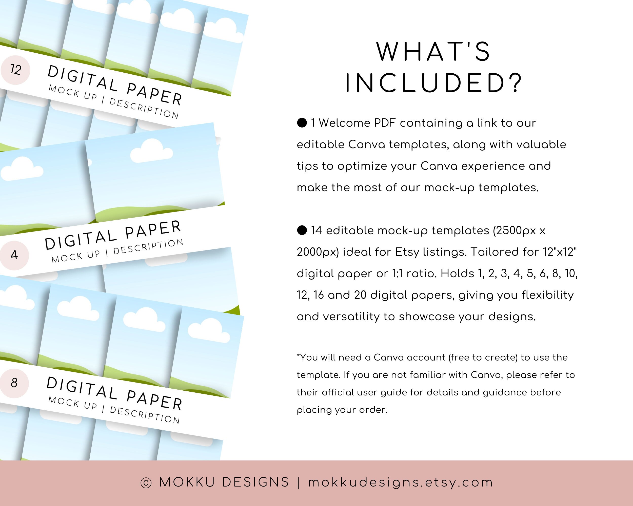 14 Digital Paper Mockup Canva Templates | Holds 1-20 Digital Papers ...